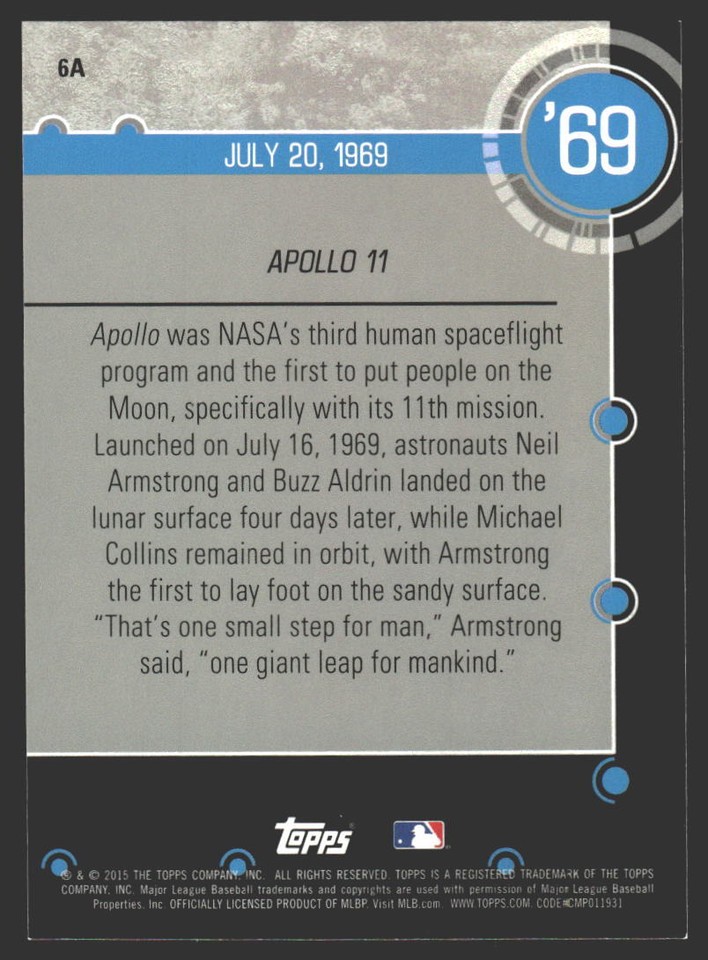Apollo 11 #6A 2015 Topps Baseball History | eBay