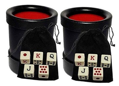 Dice Cup and 16mm Spanish Poker Dice with Storage Pouch Set (), Black ...