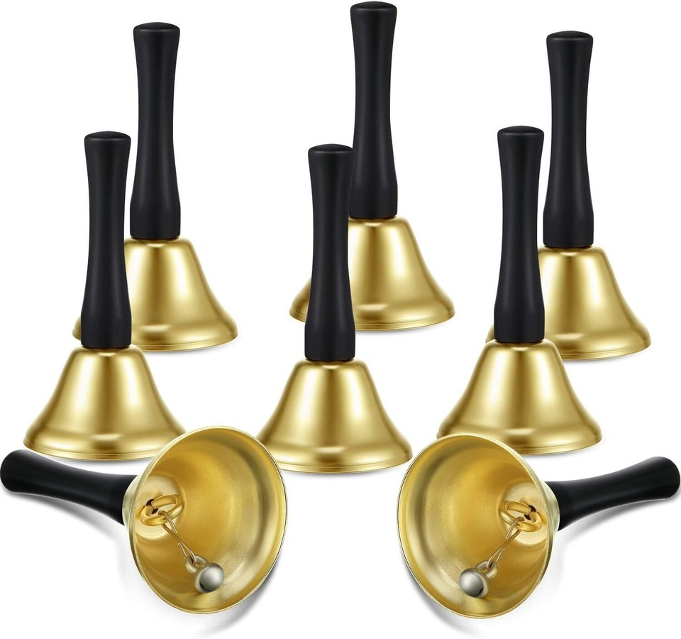 24 Pieces Silver Steel Service Handbells Black Wooden Handle Diatonic ...