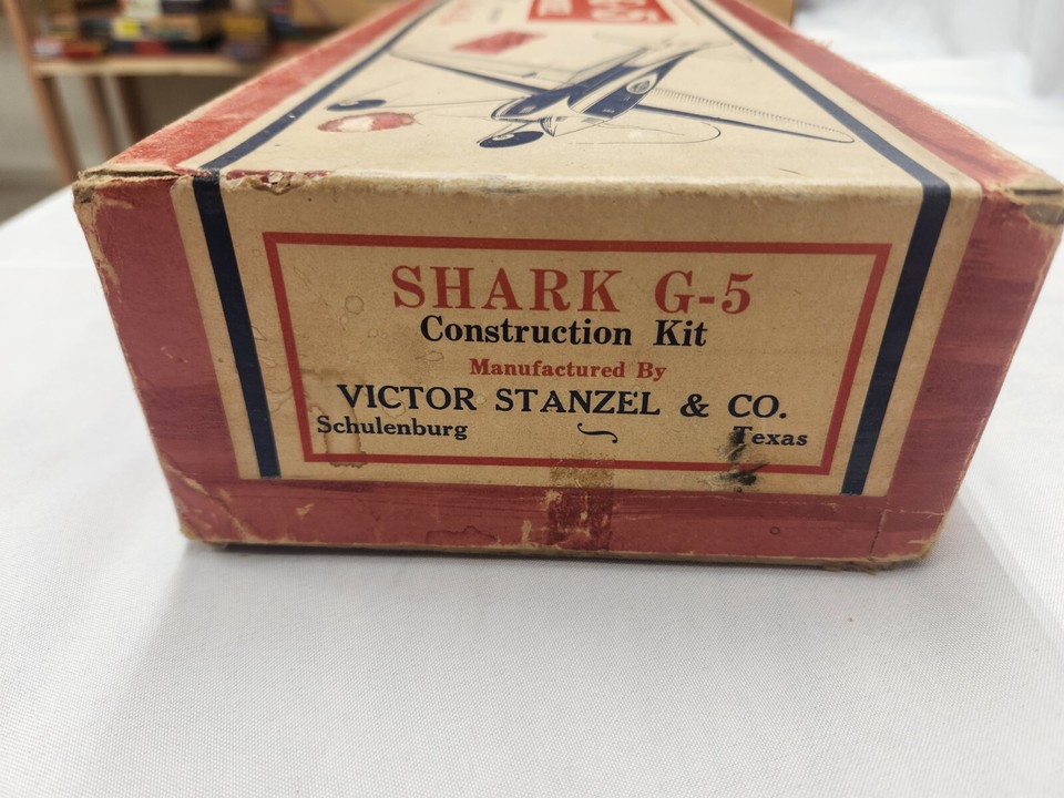 Vintage Victor Stanzel Shark balsa model airplane kit control line G ...
