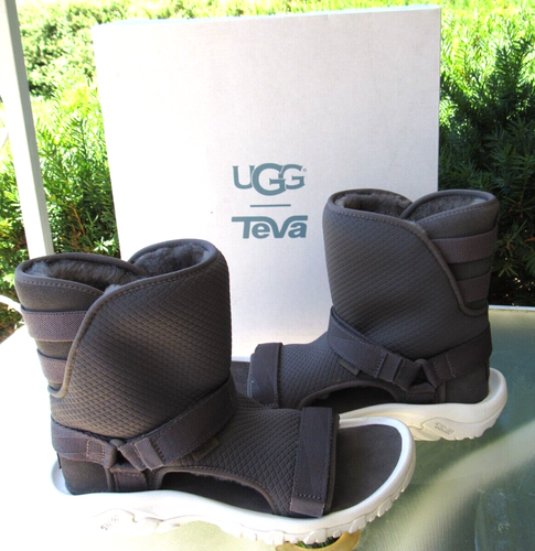 UGG / TEVA COLLAB Grey SHEEPSKIN SPORTY HYBRID BOOTS SANDALS Womens ...