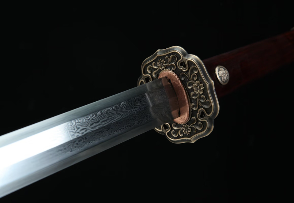 Brass / Rosewood Sheath Chinese Tang Sword Folded Steel Robust Sharp ...