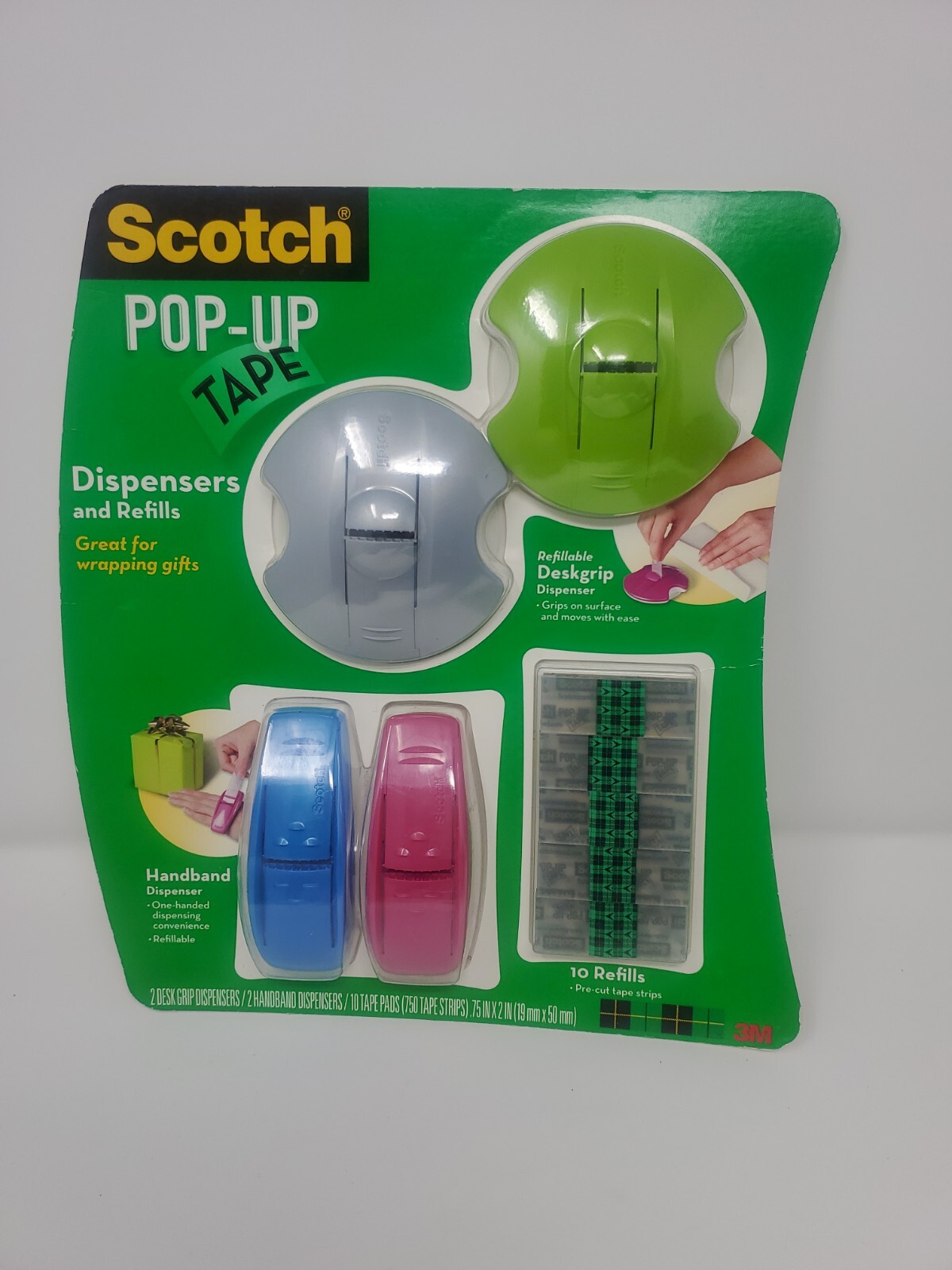 SCOTCH Pop-Up Tape 2 Deskgrip, 2 Handband Dispensers, 10 Refills 750 ...