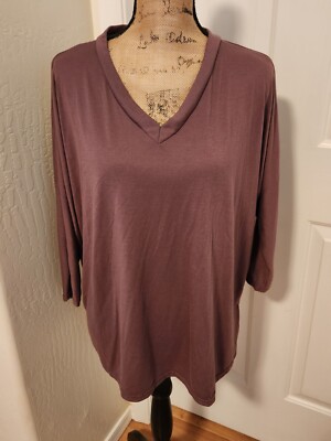 Miss Look Women's Size XXL Light Purple 3/4 Sleeve Knit V-Neck Tunic ...