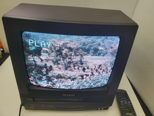 SHARP 13VT-N100 13" CRT TV VHS VCR Combo Retro Gaming With REMOTE ...