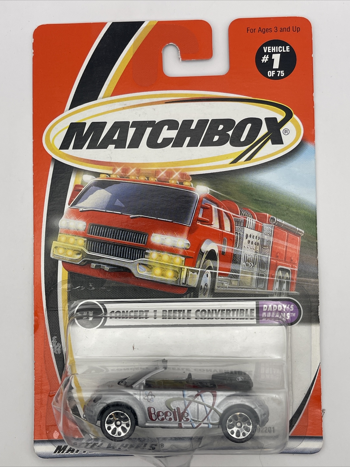 2000 ISSUE MATCHBOX CONCEPT 1 BEETLE CONVERTIBLE DADDYS DREAMS DMG PKG ...