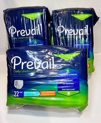 Lot of 3 22-packs Prevail PV-511 Youth Small 20"-34" Daily Underwear ...