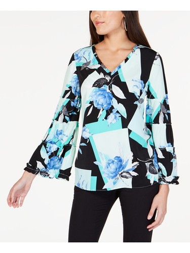 Alfani Top V Neck 3/4 Sleeves Floral Abstract Multi Size S NEW NWT 388 ...