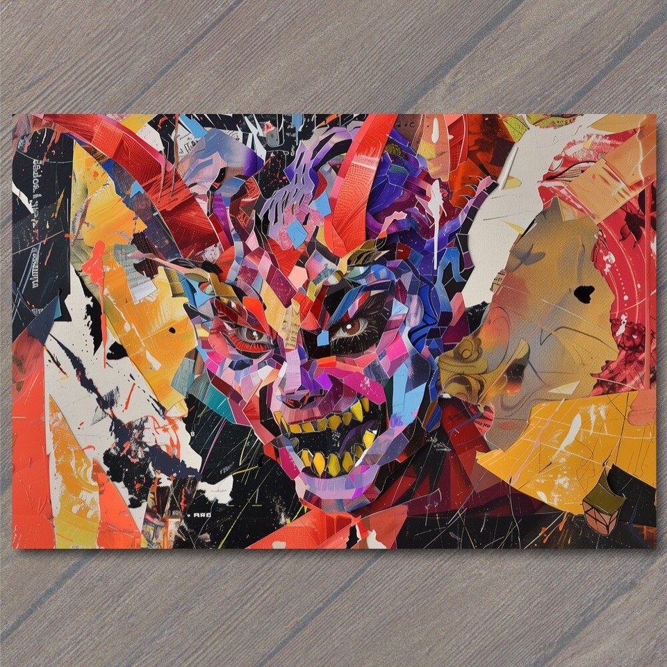 5x7" Crazy Beautiful Devil Collage Mosaic Strange Weird Layered ...