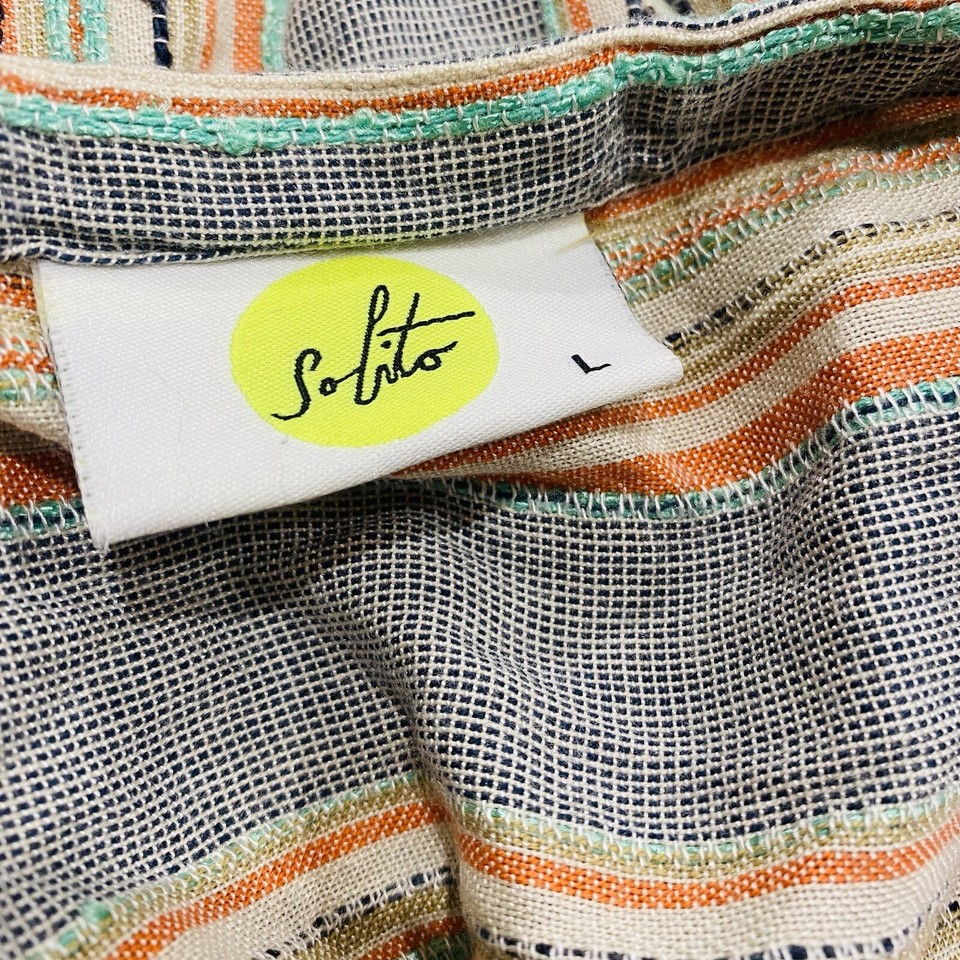 SOLITO Summer Striped Dress Cotton Size L Tie Straps | eBay Australia