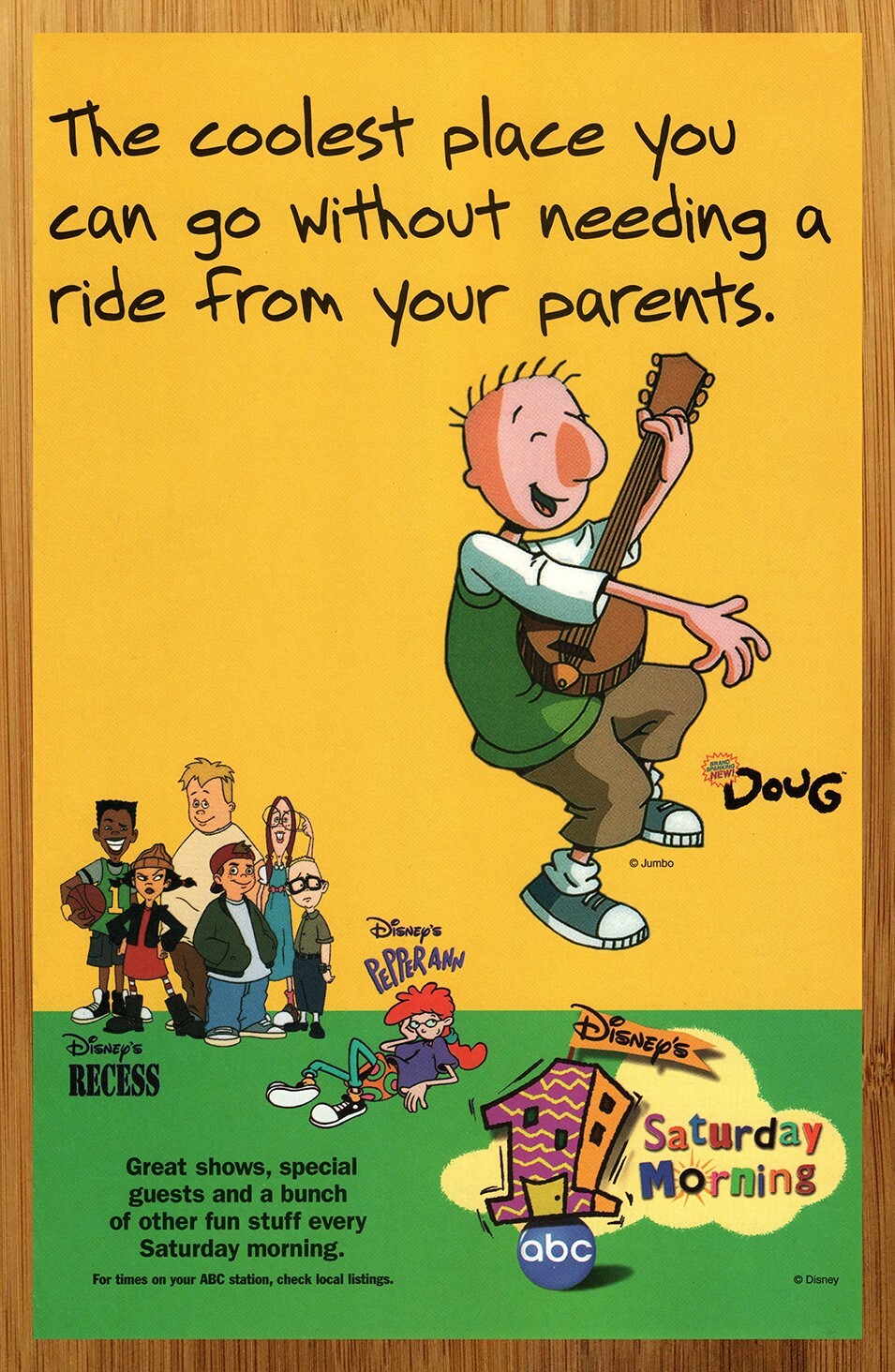1993 Disney's 1 Saturday Morning Print Ad/Poster Doug Recess Pepper Ann ...