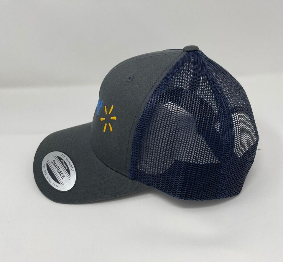 Walmart Logo Gray Dark Grey Blue Trucker Hat Cap Adult Size | eBay