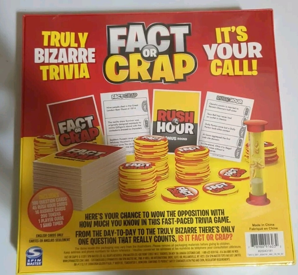 Fact or Crap Board Game ~Trivia with Attitude ~ NEW SEALED Free ...