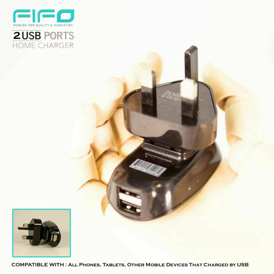 Home Charger Mains USB 3 Pin UK Wall Plug Adapter Charging for Phones ...