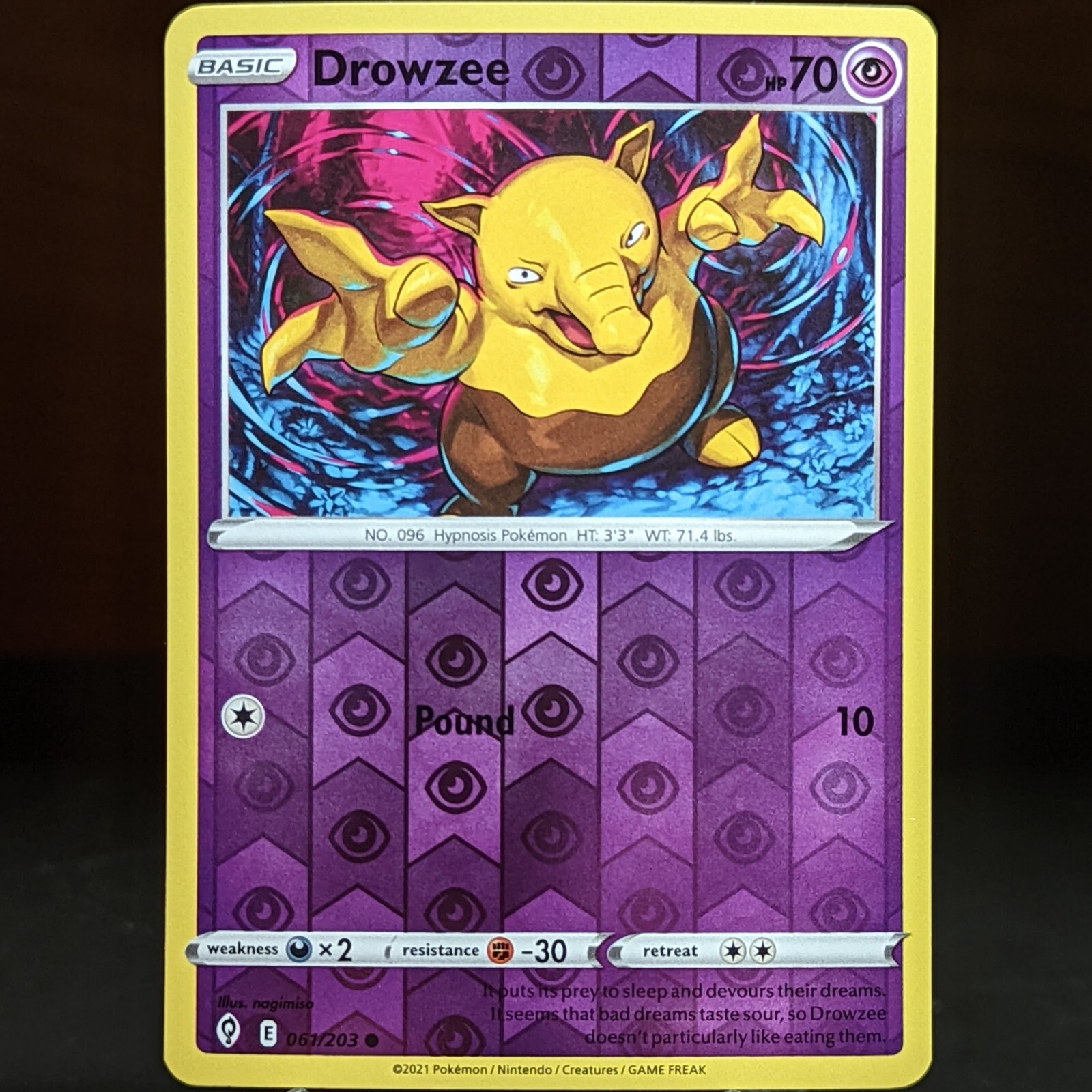 Drowzee 061/203 NM Reverse Holo Evolving Skies Foil Pokemon Card 61/203 ...