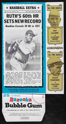 1969-70 Bazooka All-Time Greats #11 Babe Ruth 60th Homer Complete Box ...