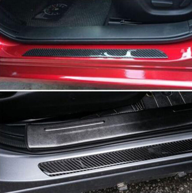 4x Car Carbon Fiber Scuff Plate Door Sill Cover Panel Step Guard ...