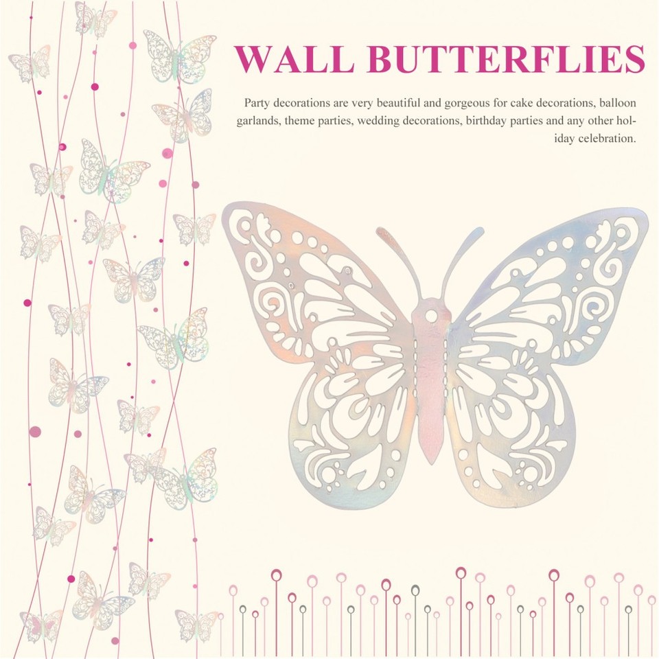 36 Pcs Butterflies Stickers Butterfly Wall Birthday Banner Decorations ...