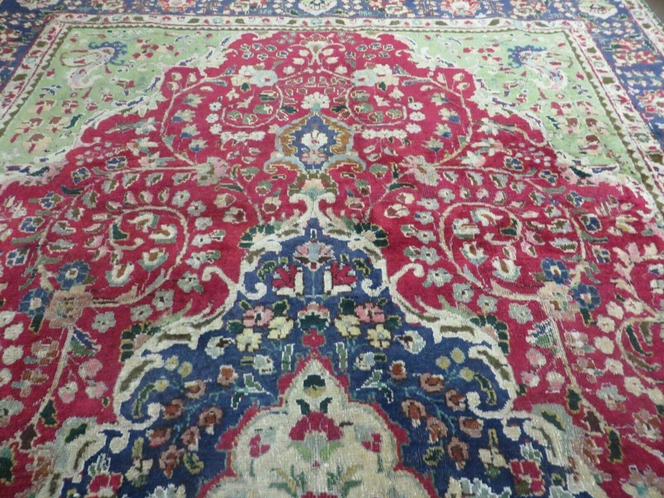 Oriental Rug 7x10, Red Blue and Green Rug Allover Floral Medallion ...