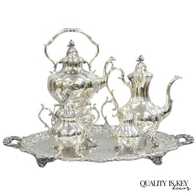 Antique Reed & Barton Winthrop Silver Plated Baroque Tea Set w/ Wilcox ...