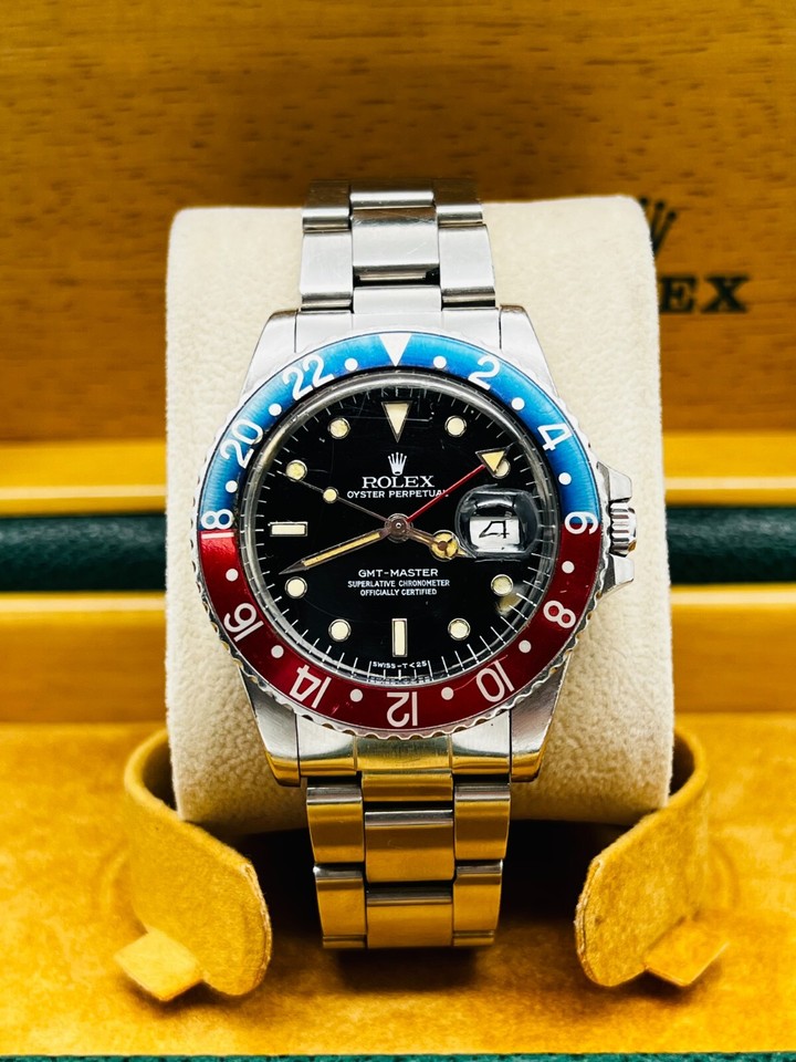 Rare Rolex 16750 GMT Master Pepsi Stainless Steel Original Spider ...