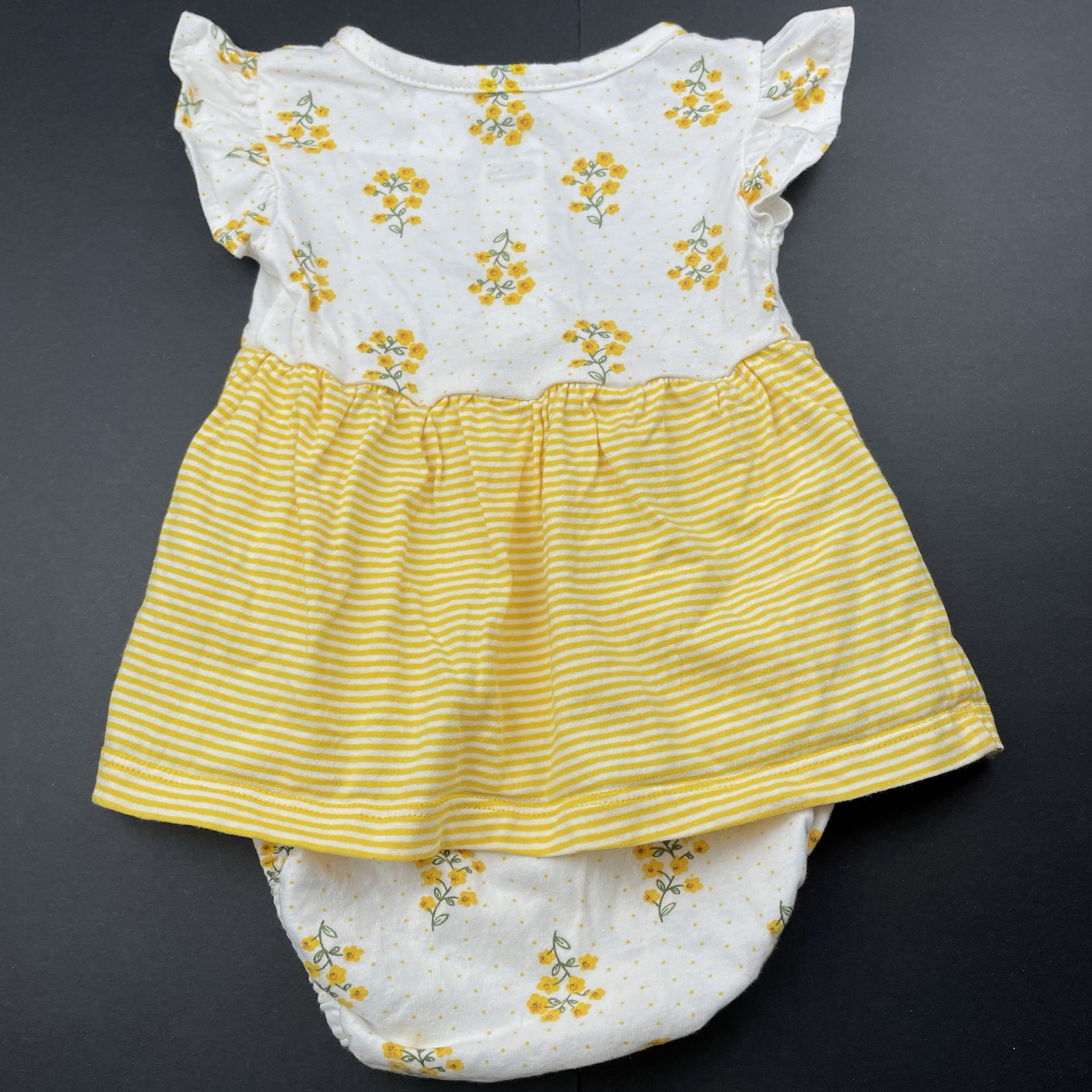 Girls size 0, Carters, yellow floral cotton romper, EUC | eBay