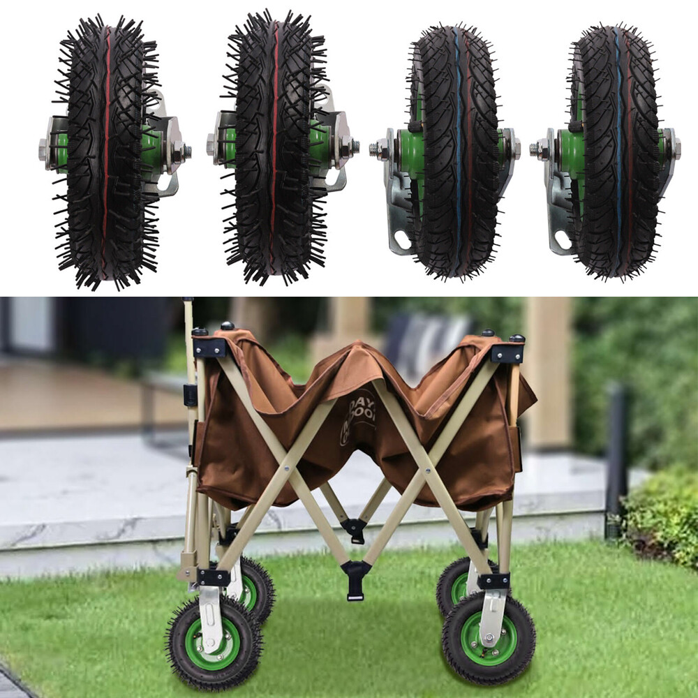 4Pcs Heavy Duty 8" Rubber Pneumatic Air Tire Wheel 2 Rigid+2 Swivel ...