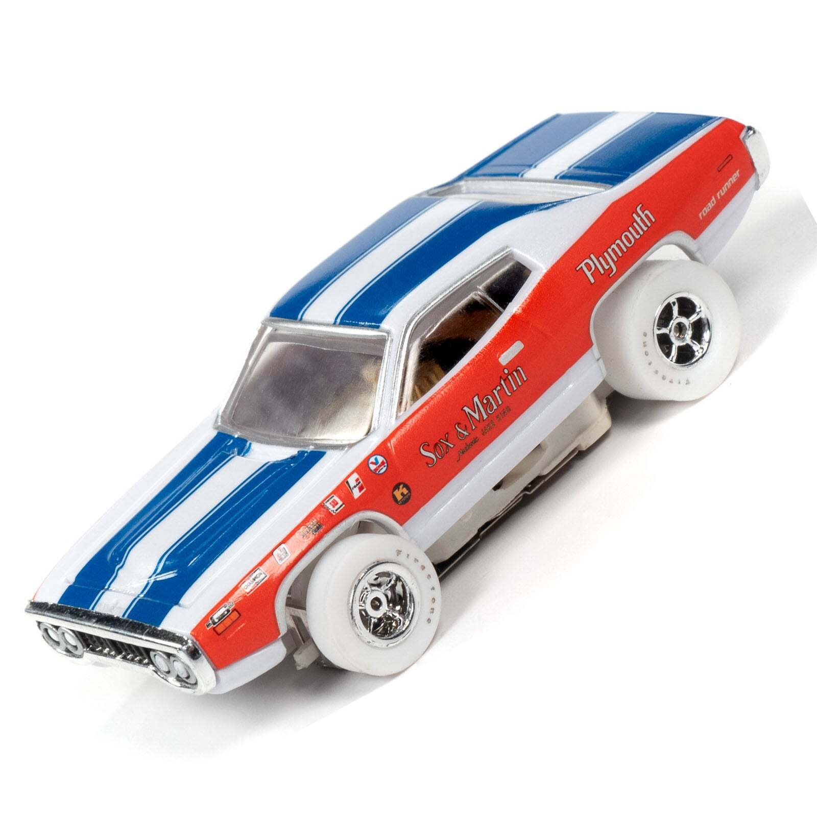 Auto World iWheels Plymouth Road Runner Sox & Martin HO Slot Car SC351 ...