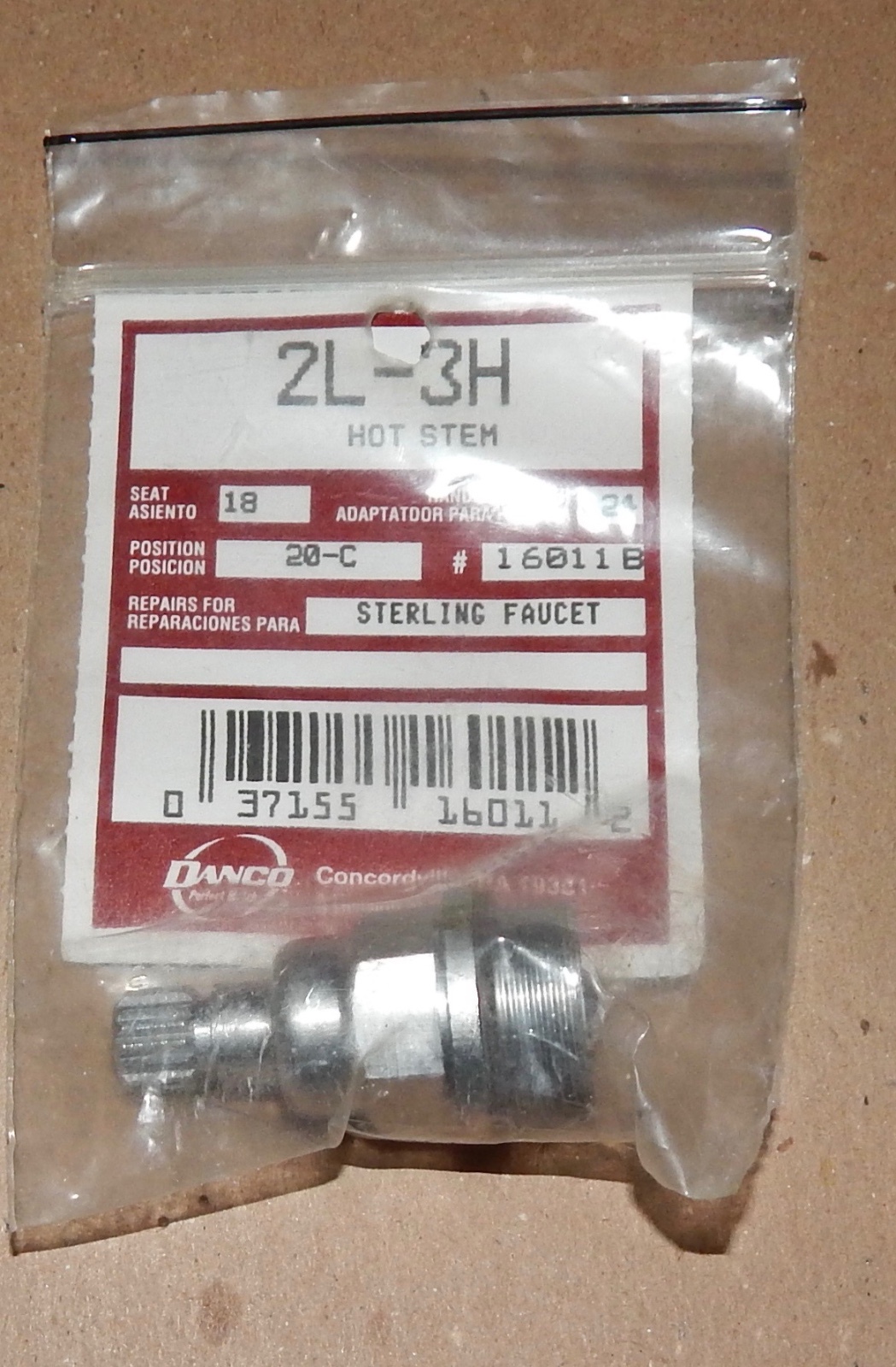 Danco Faucet Stem 2L-3H NIB 16011B Ace Hardware Hot Stem Sterling ...
