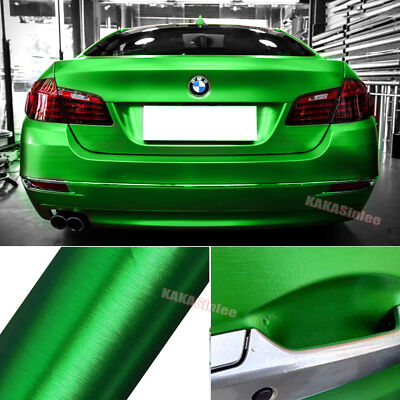 Green Car Matte Chrome Satin Brushed Aluminum Metal Steel Vinyl Wrap ...