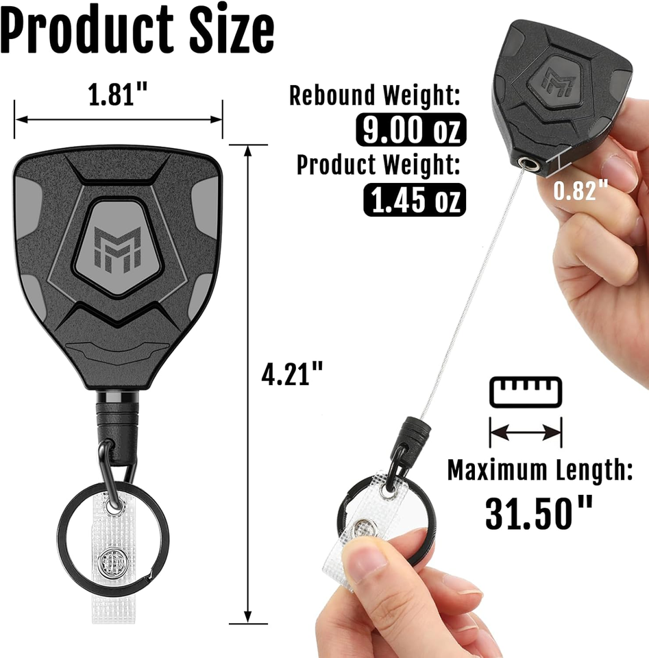 Heavy Duty Retractable Keychain with Belt Clip, ID Badge Reel Key Chain ...