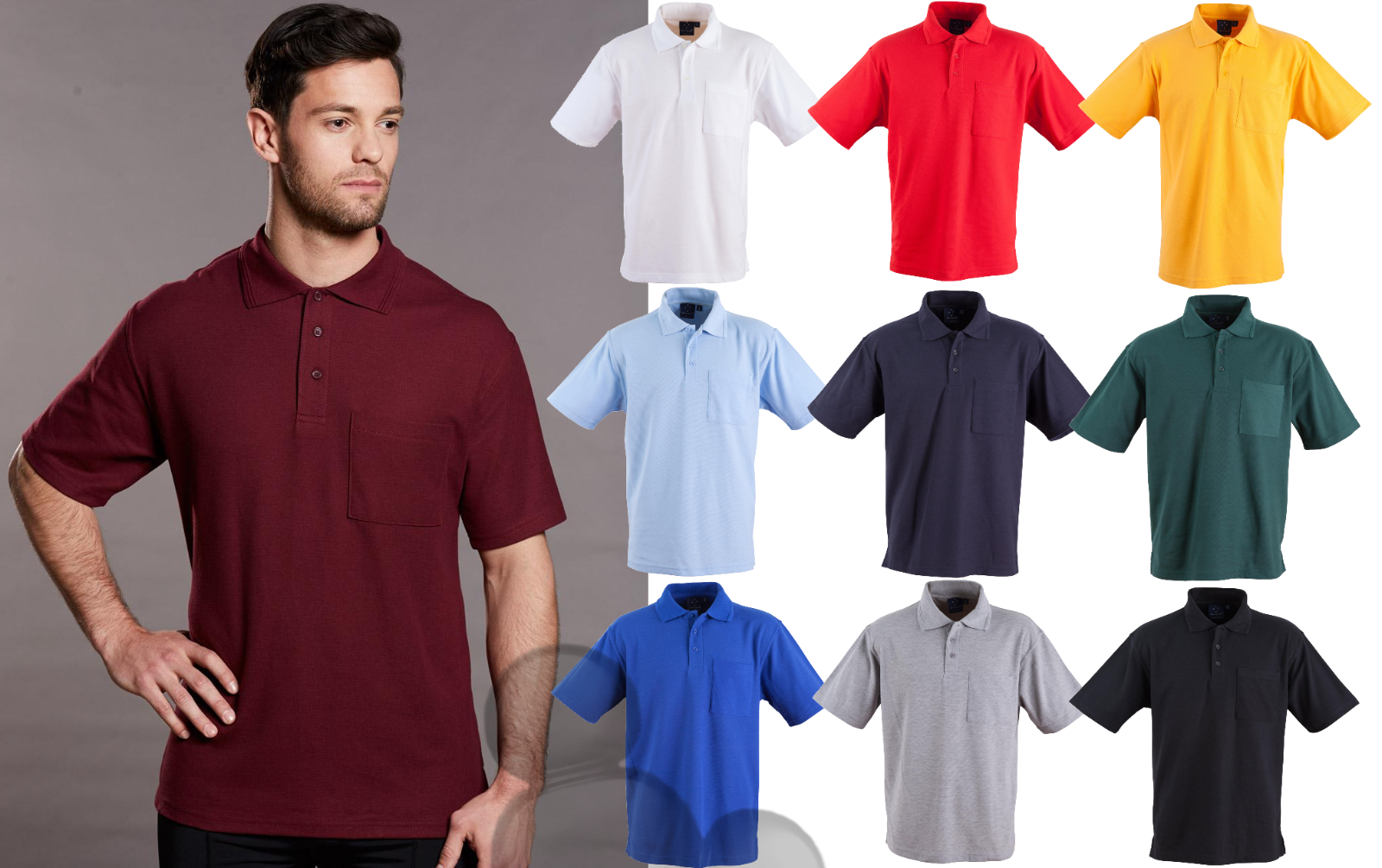 Mens Polo with Pocket Size XS-2XL 3XL 4XL 5XL 7XL 8XL 9XL 10XL 11XL ...