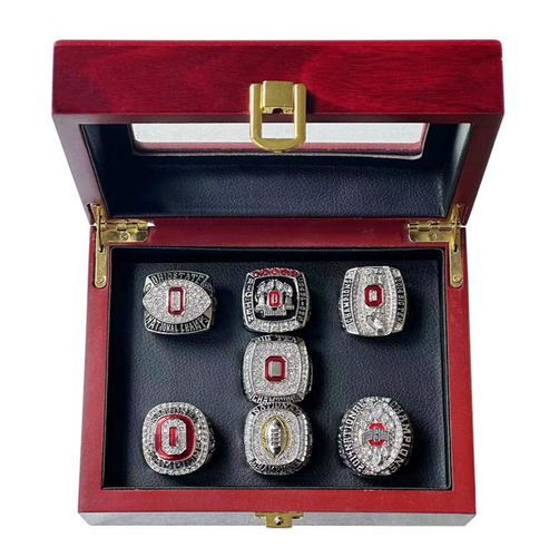 NCAA Ohio State 7PCS Championship Rings Set With Wooden Display Box | eBay