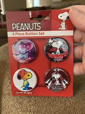 New Peanuts 4 Piece Button Set Pin-Back Pinback Button Pin (GW1) | eBay