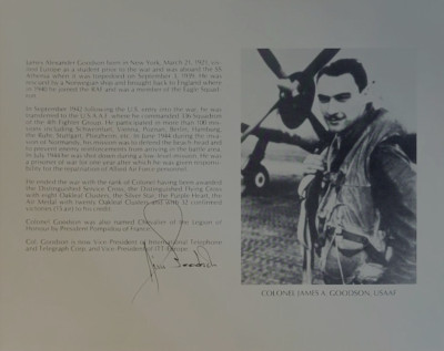 Jim Goodson squ. Signed 8x10 photo Fighter ACE 15V 4thFG P-47, P-51 | eBay