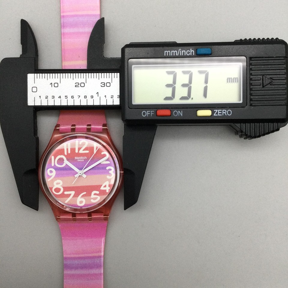 Swatch Watch Womens 34mm Swiss Pink Orange Pastel Stripe with Box New ...