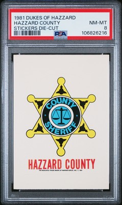 1981 DUKES OF HAZZARD STICKERS DIE-CUT HAZZARD COUNTY PSA 8 | eBay