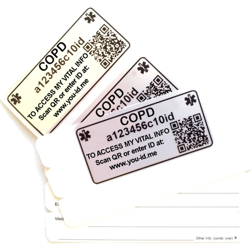 COPD Emergency Medical Alert Bracelet ID Card Wristband Contacts and ...