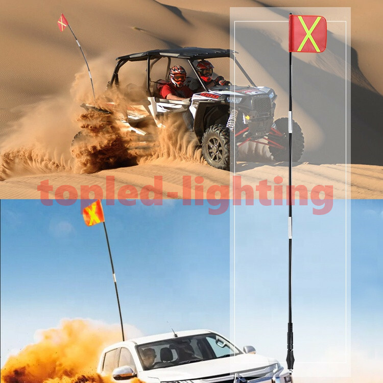 Fiberglass Flag Pole 3M 10FT Mining Whip 3Section Pole w/Reflective ...