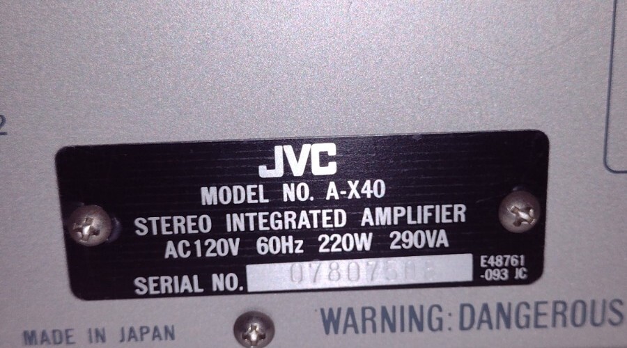 Vintage JVC A-X40 Stereo Integrated Amplifier Super A Silver 1980s ...