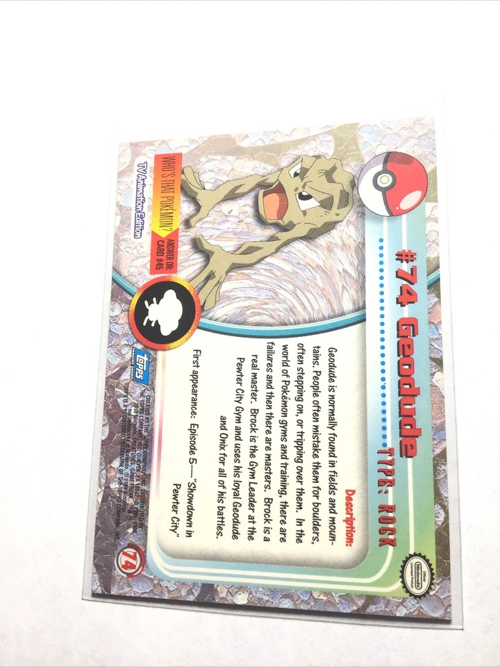 GEODUDE - # 74 - TOPPS SERIES 1 - BLUE LOGO - Pokemon Card - NM | eBay