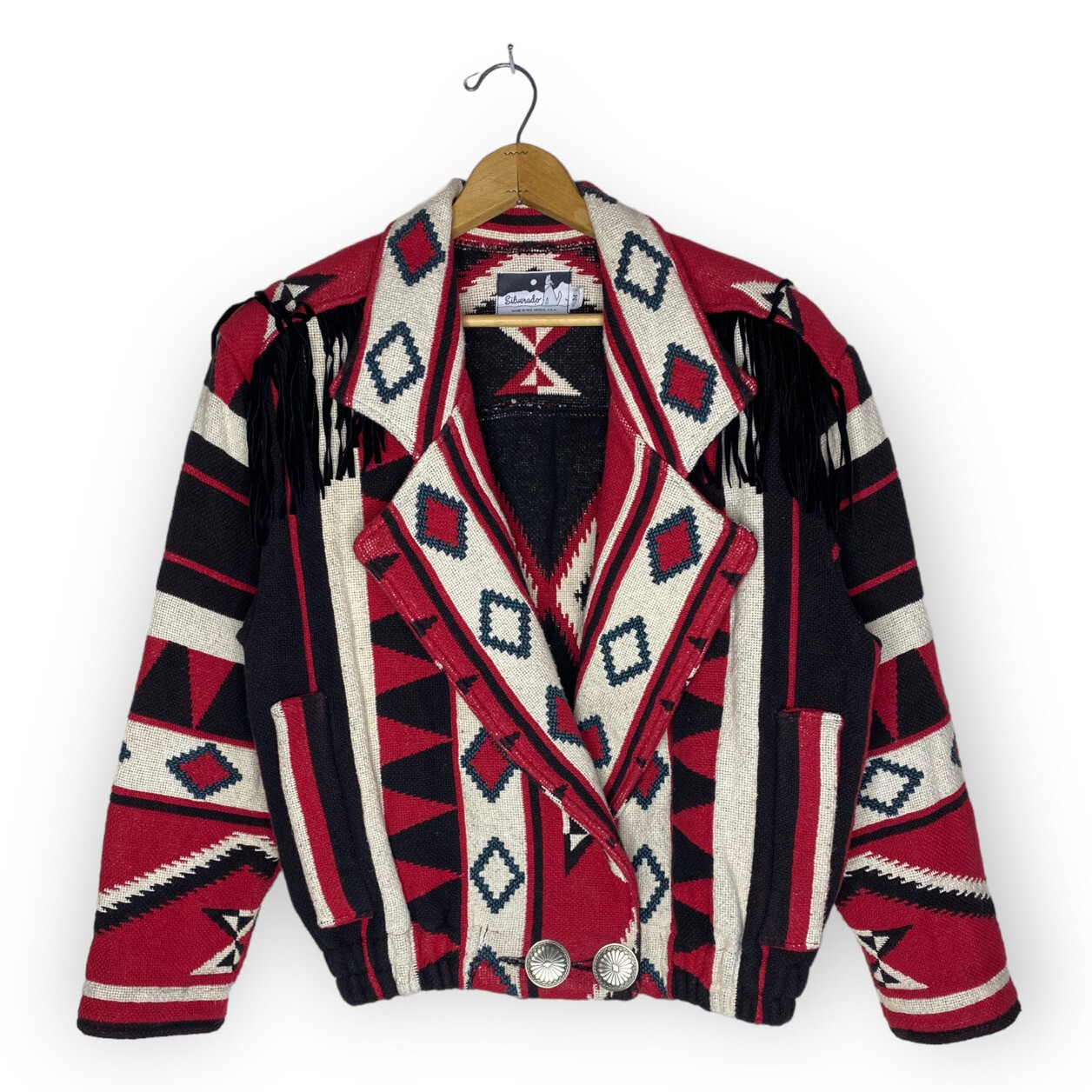 Vintage Silverado Womens Navajo Aztec Knit Concho Tas… - Gem