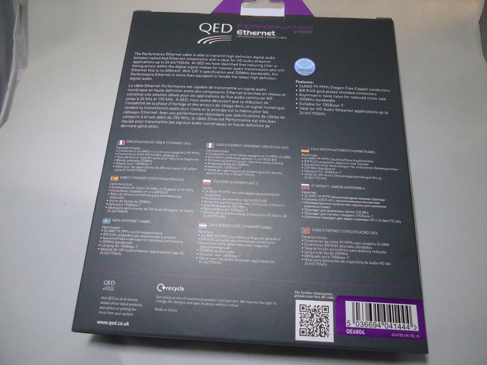 QED QE6804 Performance Ethernet Graphite HD Digital Audio Cable 5m (16. ...