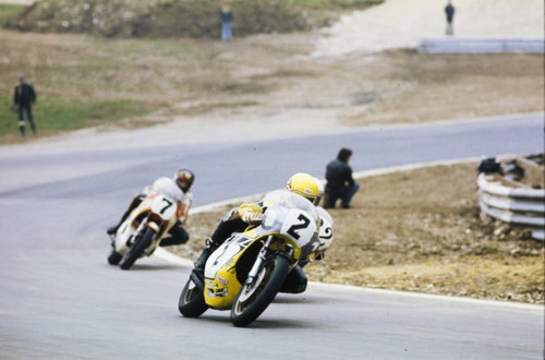Kenny Roberts Yamaha leads Steve Baker Yamaha 1976 Motorcycle Racing ...