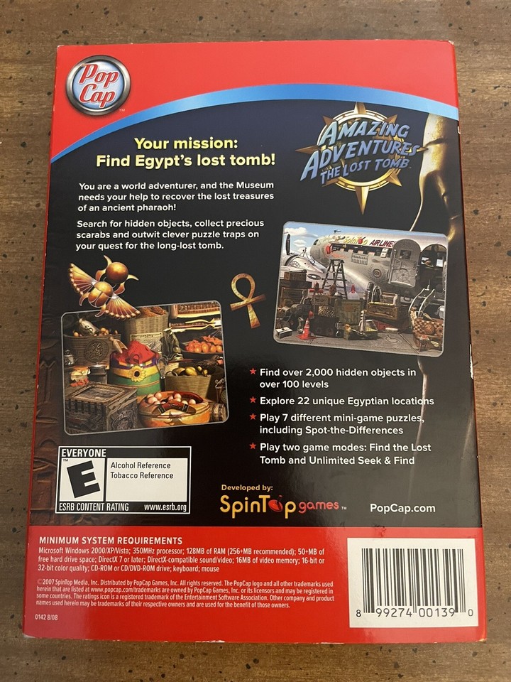 NEW & SEALED Amazing Adventures The Lost Tomb Hidden Object PC Game ...