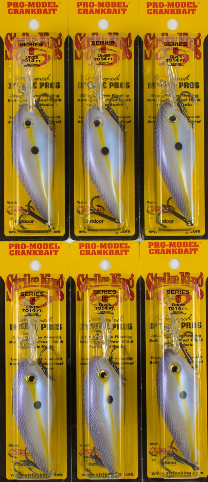 (LOT OF 6) STRIKE KING PRO MODEL SERIES 6 (1OZ) HC6-598 CHARTREUSE SHAD ...