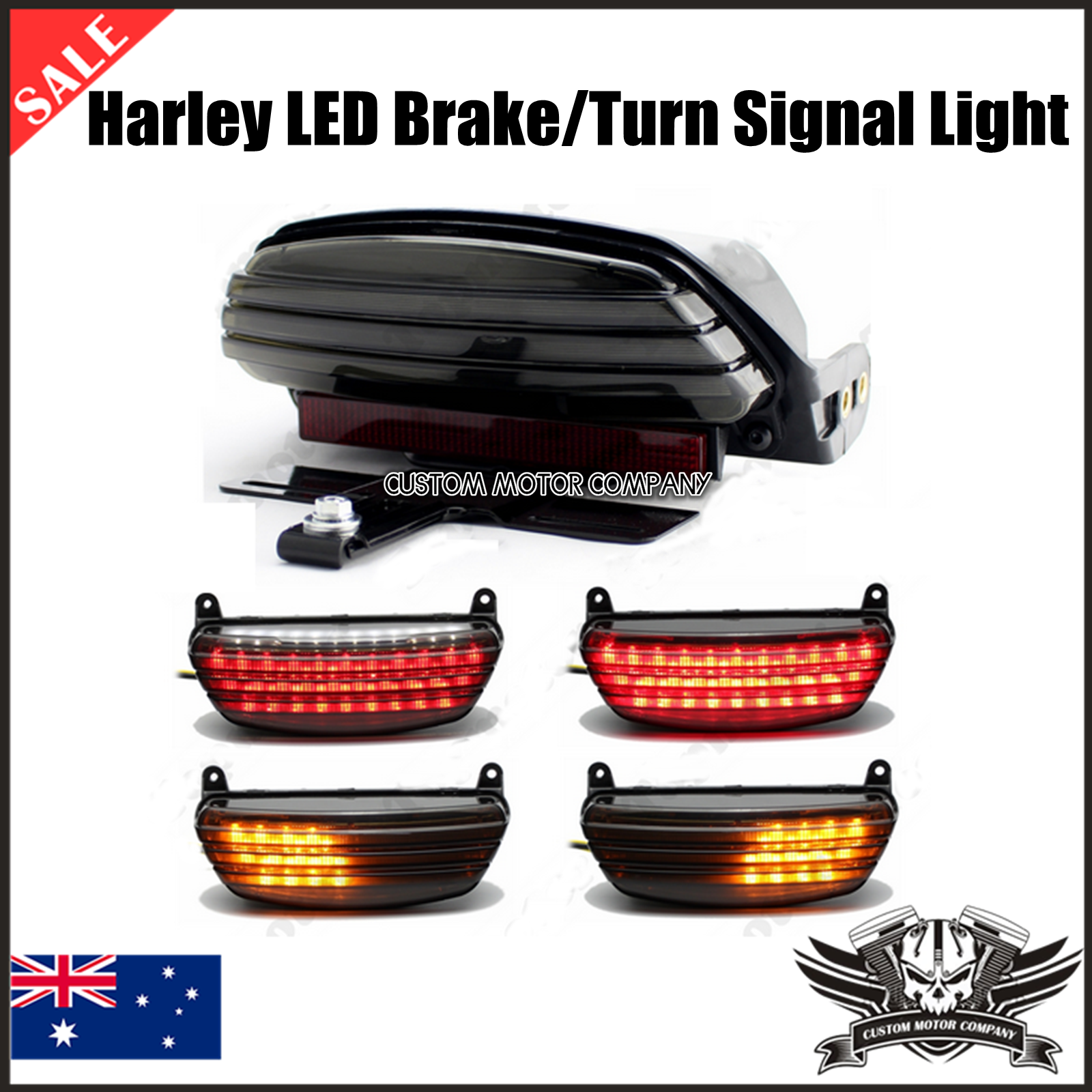 Tri Bar Fender LED Tail Turn signal Light Harley Softail CVO Springer ...