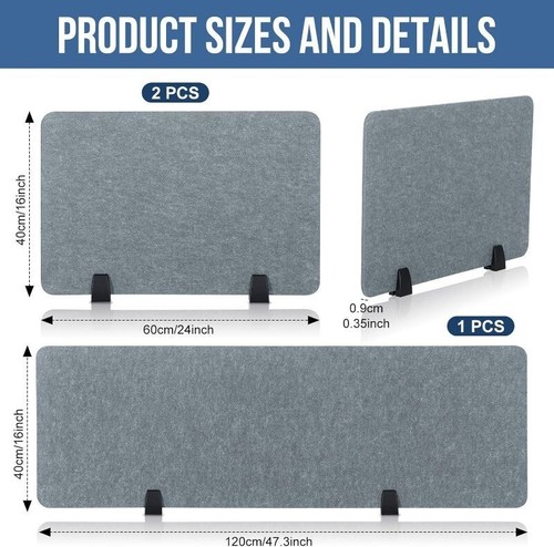 3 Pcs Acoustic Desk Divider Soundproof Desk Privacy Panel Freestanding ...
