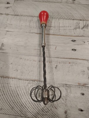 Vintage Wooden Handle Push Hand Mixer or Egg Beater Spring Action Whisk ...