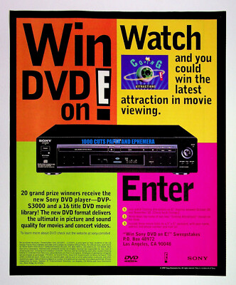 Sony DVP-3000 DVD Player 1997 Trade Print Magazine Ad Poster ADVERT | eBay